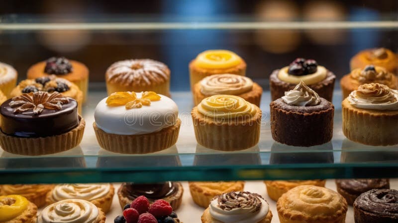 A Display of Assorted Desserts in a Pastry Case, Showcasing Various ...