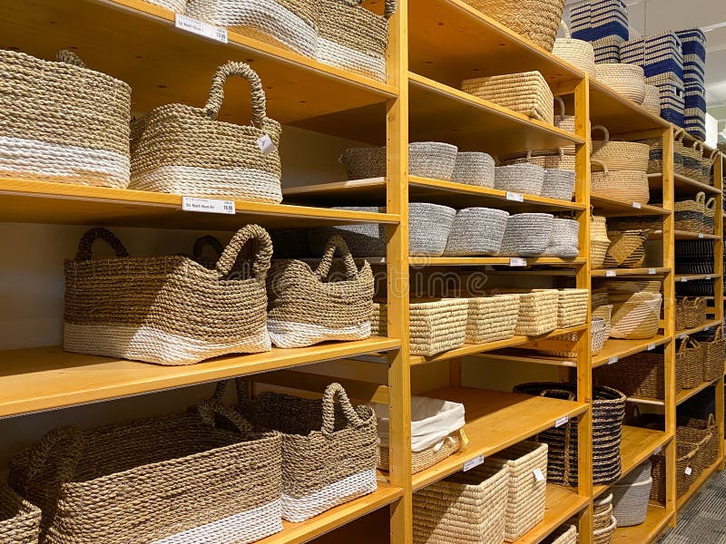 A Display of Beautiful Baskets at the Container Store Retail Organizing ...