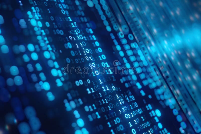 Display Of Binary Numbers On Monitor Visualizing Complex Computations