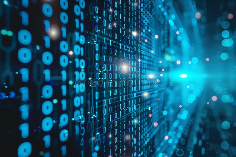 Display Of Binary Numbers On Monitor Visualizing Complex Computations