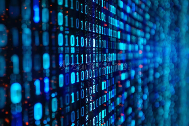 Display Of Binary Numbers On Monitor Visualizing Complex Computations Or Algorithms In Action