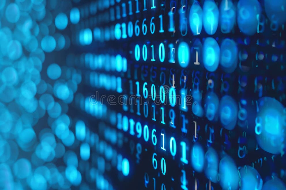 Display of Binary Numbers on Monitor. Visualizing Complex Computations or Algorithms in Action ...