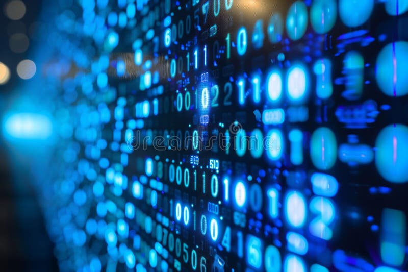 Display Of Binary Numbers On Monitor Visualizing Complex Computations