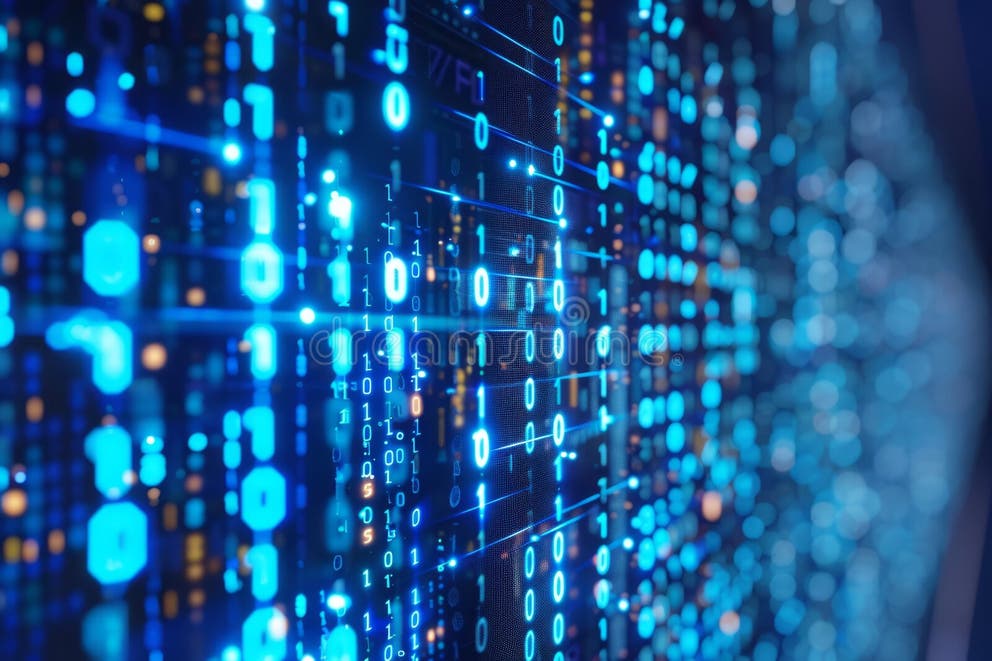 Display of Binary Numbers on Monitor. Visualizing Complex Computations or Algorithms in Action ...