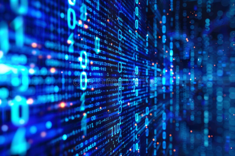 Display of Binary Numbers on Monitor. Visualizing Complex Computations or Algorithms in Action ...
