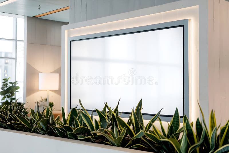 Display Blank Clean Empty White Screen or Signboard Mockup for Offer or ...