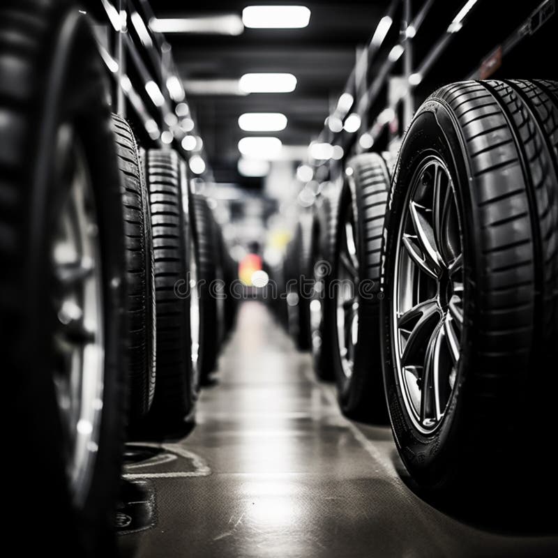 Display of Car Tires and Sport Rims Categorized by Dimensions and ...