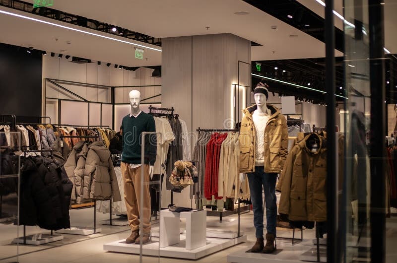 Store Case with Clothing Mannequins Stock Photo - Image of retail ...