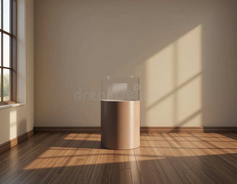 Display Case in Empty Room with Natural Light Streaming through Window ...