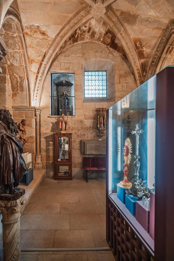 Display Case Exhibiting Religious Artifacts in Orense Cathedral, Spain ...