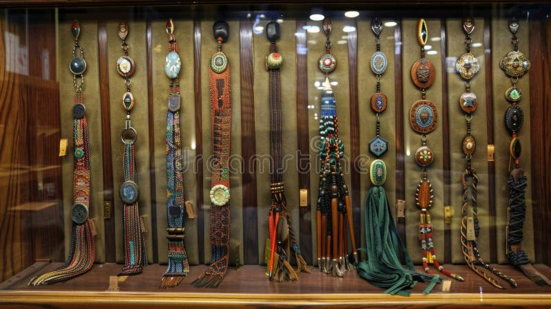 A Display Case Filled with Beautifully Crafted Bolo Ties Each One ...