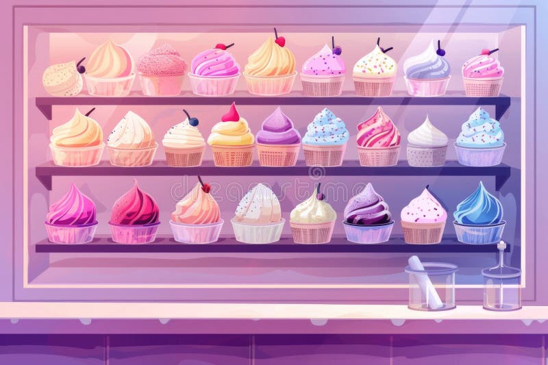 A Display Case Filled with Lots of Cupcakes, Perfect for Bakery ...