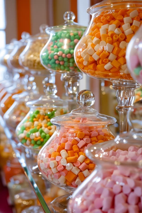 A Display Case Filled with Lots of Different Colored Candies ...