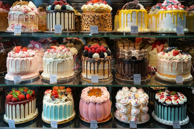 A Display Case Filled with Lots of Different Types of Cakes. Generative ...