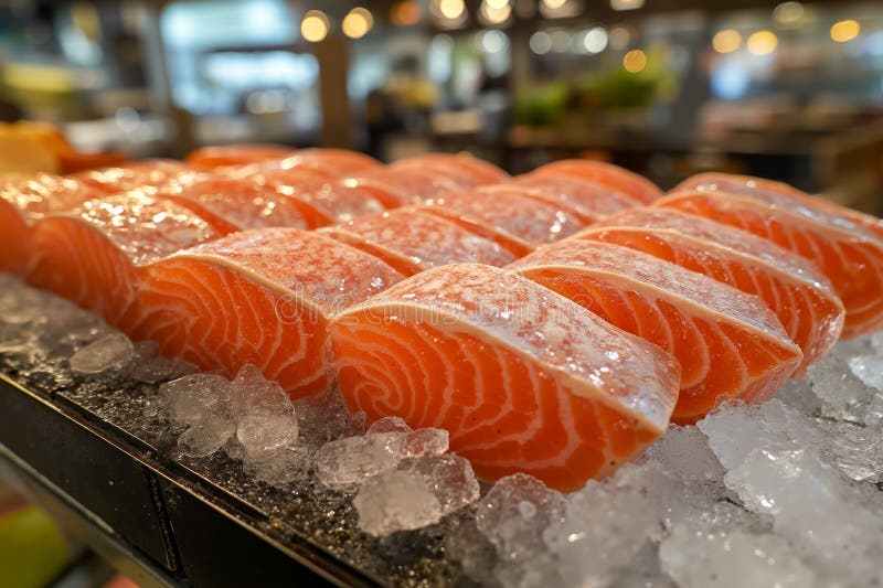 A Display Case Filled with Lots of Different Types of Fish on Ice Stock ...
