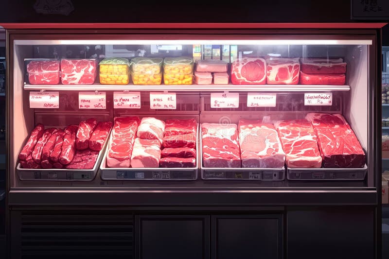 A Display Case Filled with Lots of Different Types of Meat Stock Image ...