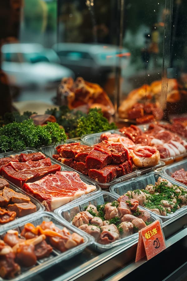 A Display Case Filled with Lots of Different Types of Meat Stock Image ...