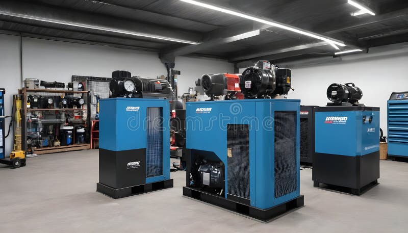 Display Case of Newly Purchased Air Compressors Stock Illustration ...