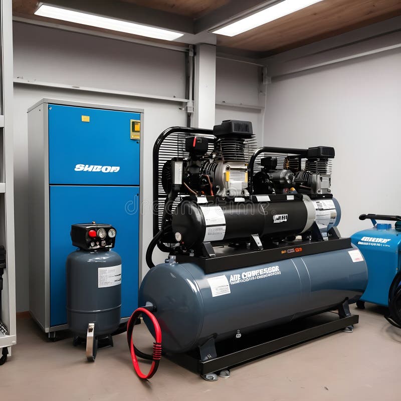 Display Case of Newly Purchased Air Compressors Stock Illustration ...