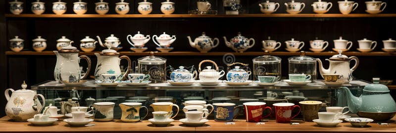A Display Case Overflowing with an Array of Cups and Saucers ...