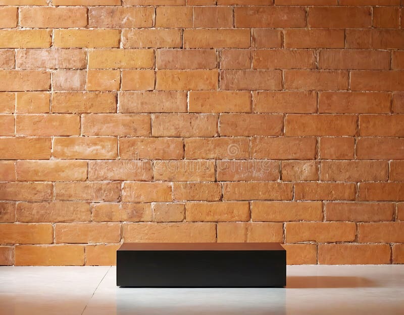 Display Case Pedestal - Black on Brick Background. Stock Illustration ...