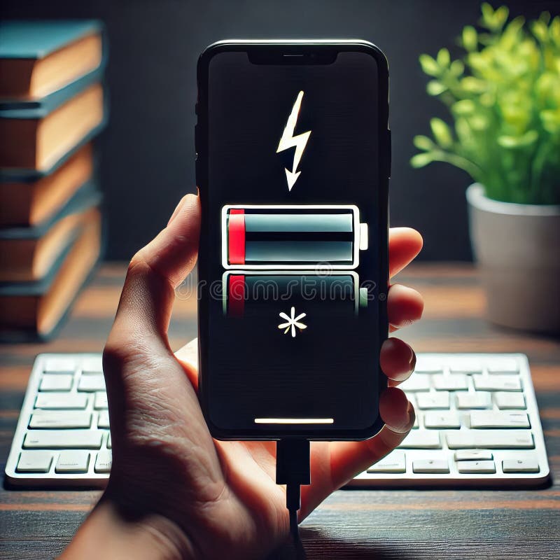 Display a Charging Indicator on a Dead Phone Screen Making it Ap Stock ...