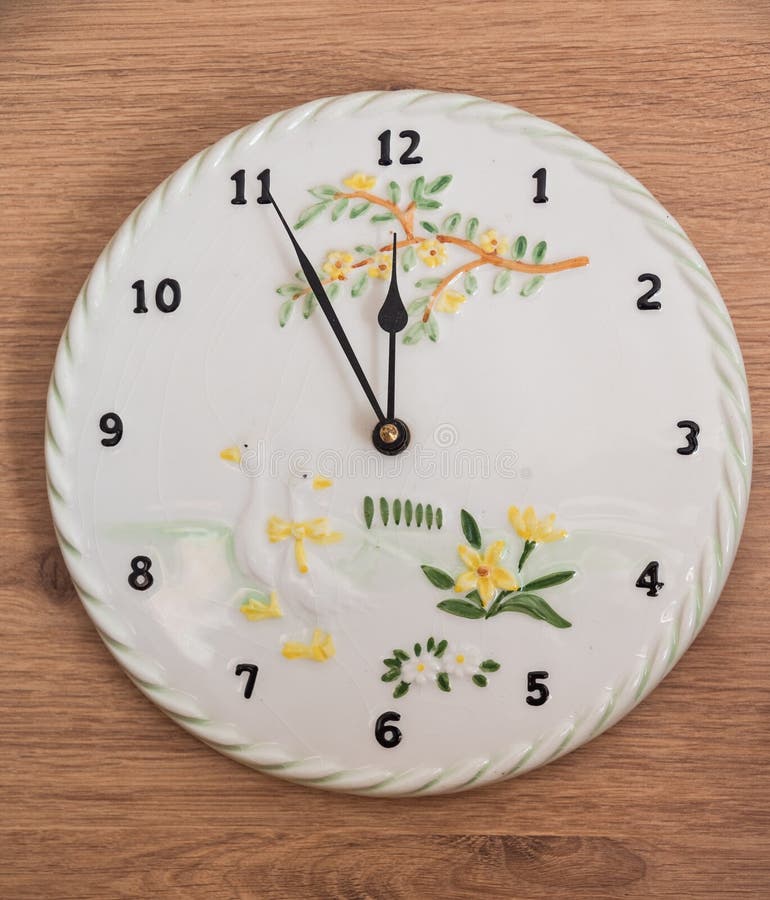 Five To Twelve Ceramic Clock Stock Photo - Image of minute, number ...