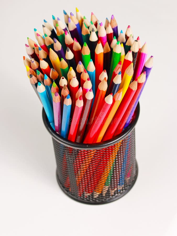 A Display of Colored Pencils Stock Image - Image of white, play: 49356627