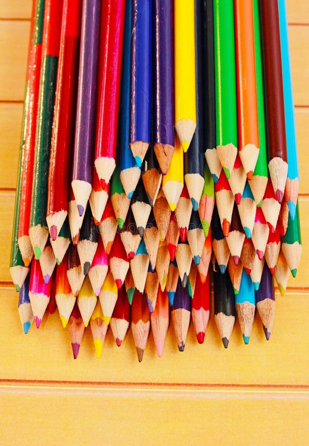 Display of colored pencils stock image. Image of back - 50446805