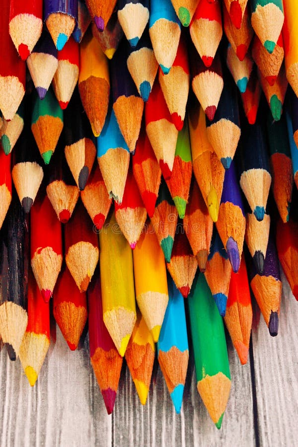 Display of colored pencils stock photo. Image of close - 50446806