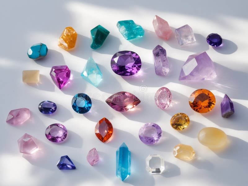Display Colorful Gemstones and Crystals on a Bright Background for ...