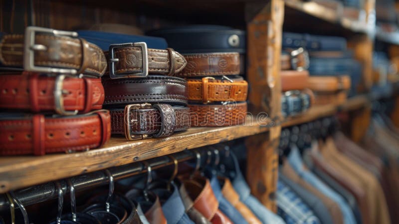 Display of Colorful Handmade Leather Belts Shop Stock Image - Image of ...
