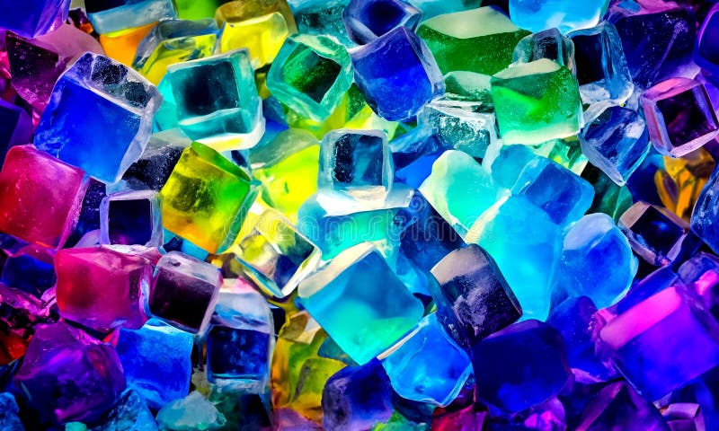 Display of Colourful Rainbow Ice Cubes Stock Illustration ...