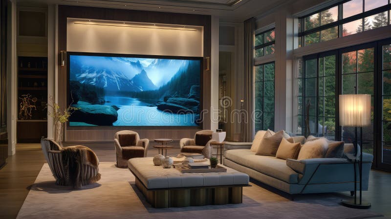 Display Computer Screen in House Stock Illustration - Illustration of ...