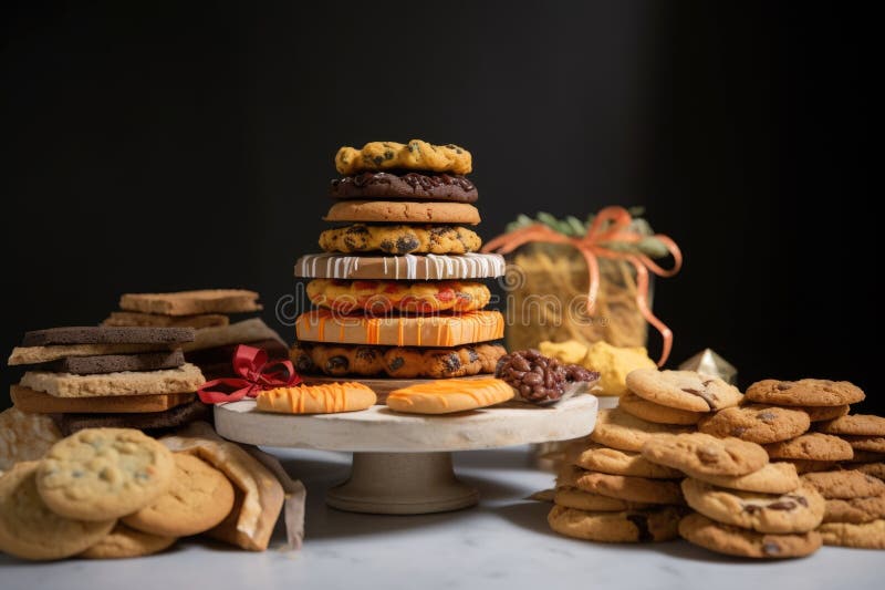 Display of Cookies and Biscotti in Stacked, Colorful Arrangement Stock ...