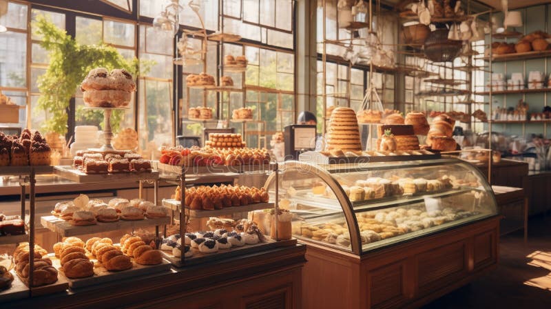 A Display Counter Filled with an Assortment of Delectable Pastries and ...