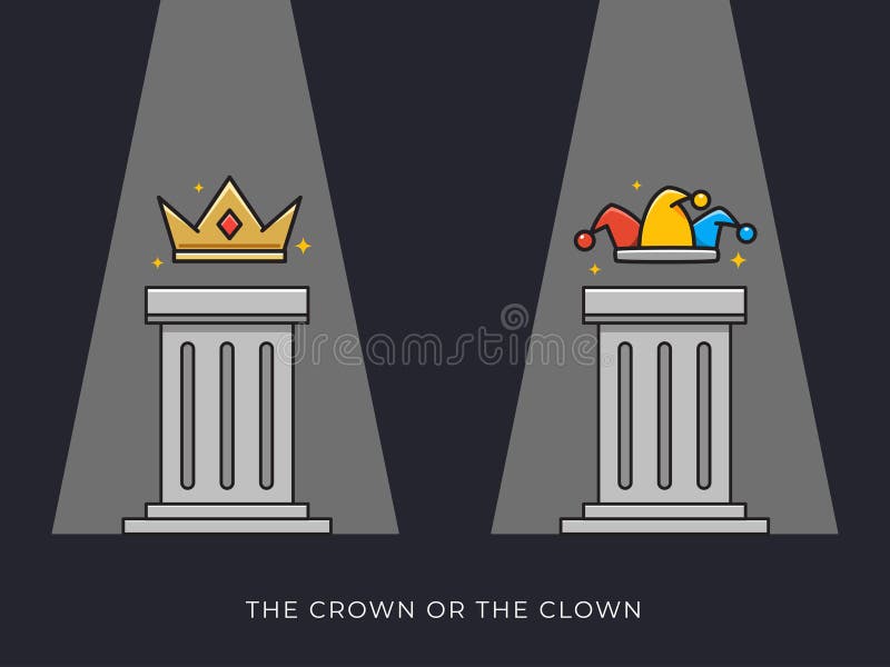 The Display of the Crown and the Clown. Isolated Vector Illustration ...