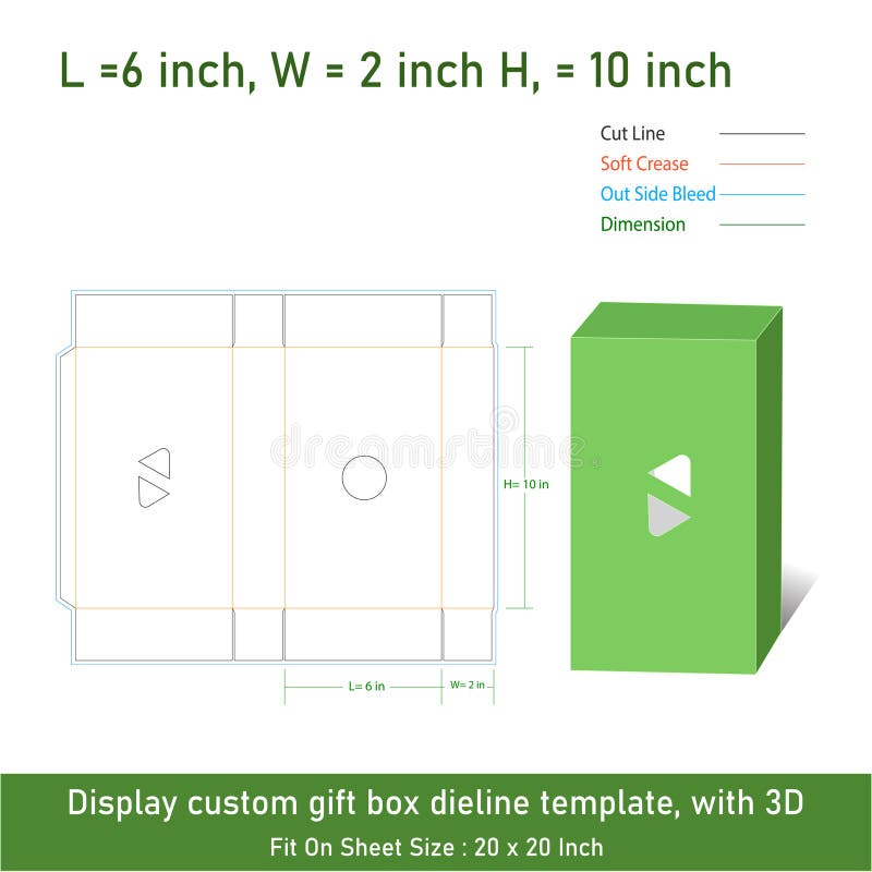 Display Custom Gift Box Dieline Template, with 3D Stock Vector ...