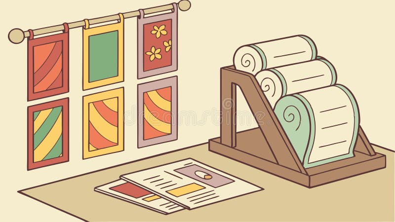 Display of Decorative Banners and Rolled Up Scrolls, Historical Themes ...