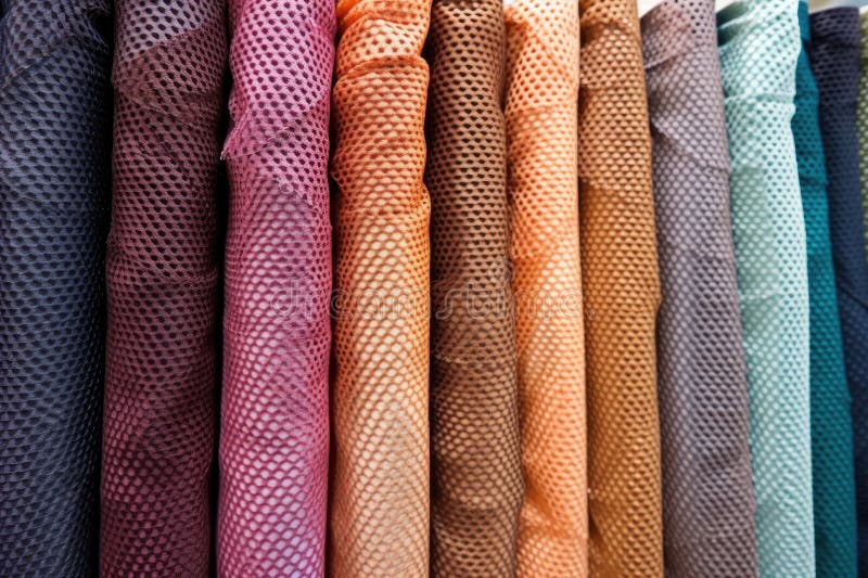 Display of Different Textured Synthetic Fabrics Stock Image - Image of ...