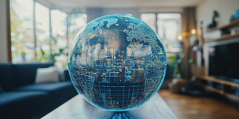 Display of a Digital Globe Showcasing Global Connectivity in a Modern ...