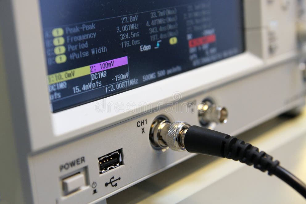 Display of Digital Oscillograph. Stock Image - Image of tool ...