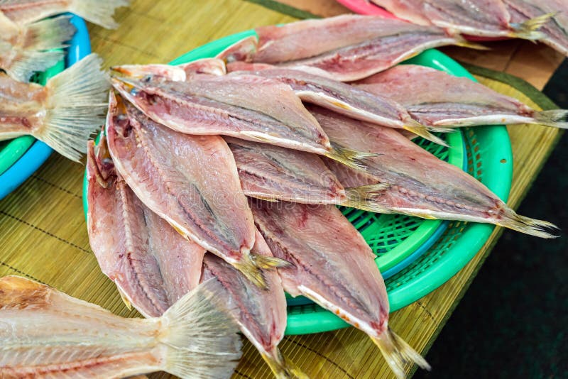 Display of Dried Salted Fish on Seafood Market Stock Image - Image of ...