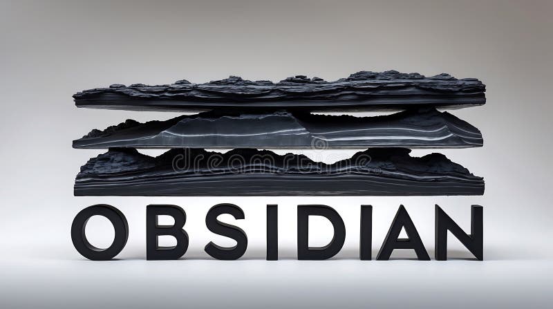 Layered Obsidian Display Showcasing Unique Typography and Texture ...