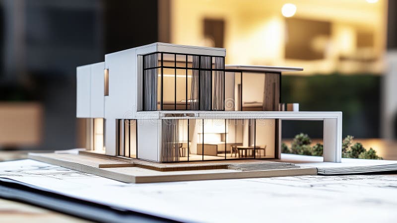 A Modern Architectural Model Showcasing a Stylish House Design with ...
