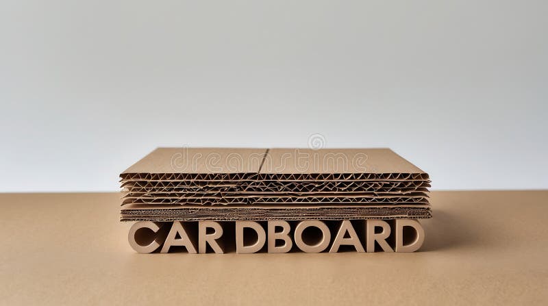 Layered Cardboard Stacked with Letters Spelling Cardboard on a Neutral ...