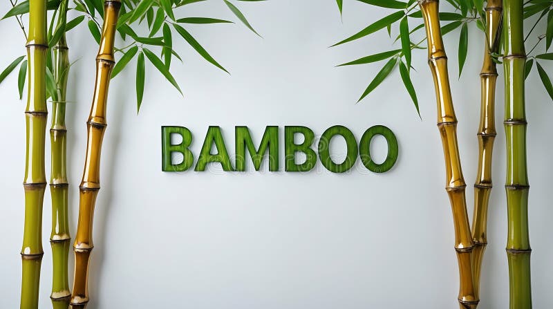 Natural Bamboo Arrangement with Textured Green Typography in a ...