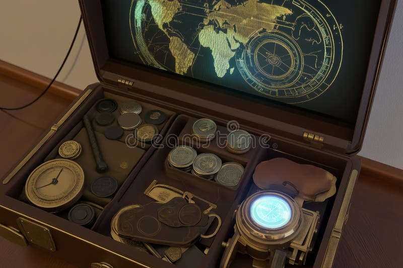 Display Features Vintage Navigation Instruments, a Compass, and a ...