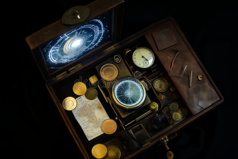 Display Features Vintage Navigation Instruments, a Compass, and a ...