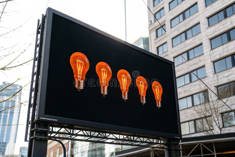 Five Orange Neon Bulbs on Black LCD Screen, Abstract LCD Screen. Free ...